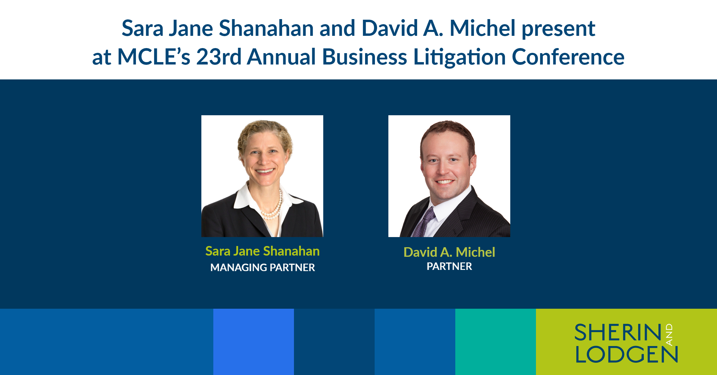 Sara Jane Shanahan and David A. Michel present at MCLE’s 23rd Annual ...